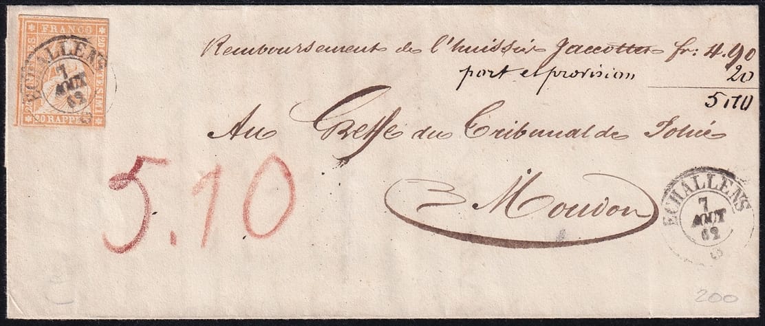 Schweiz, Abstempelungen, ECHALLENS, sauber auf 25G - Briefmarken.world