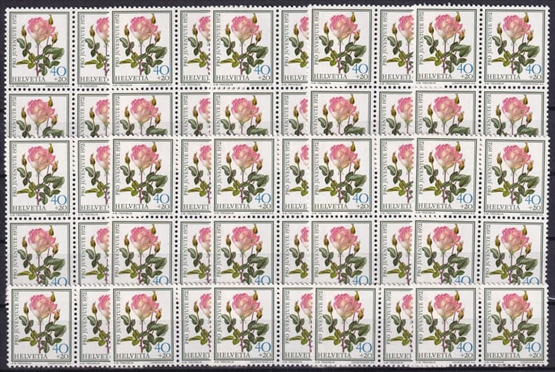 Schweiz PJ 50 x CHF 0.40er "Rosa Madame Dimitriu" zum Frankieren ...