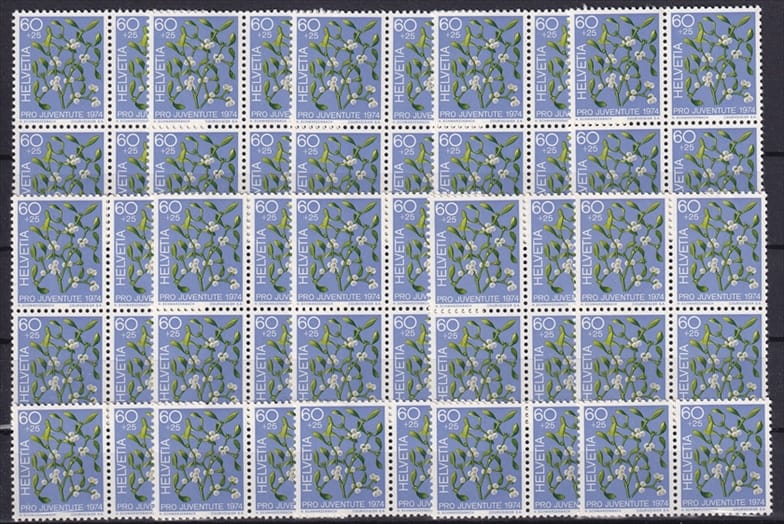 Schweiz PJ 50 x CHF 0.60er "Mistel" zum Frankieren - Briefmarken.world