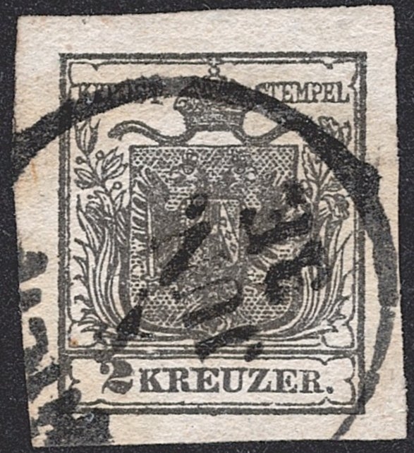 Österreich, Kaisertum, 2Kr. grauschwarz, Nr.2 H Ib,Stempel WIEN, Befund ...