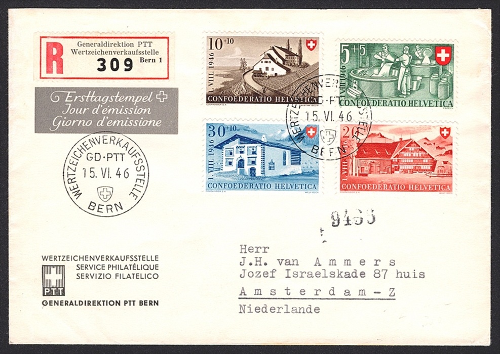 Schweiz, FDC, Pro Patria, 1946, Nr.30-33, R-FDC ...
