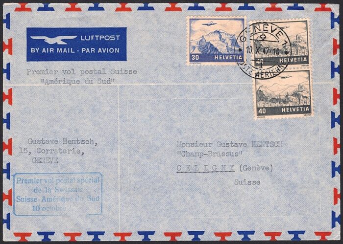 Schweiz, Sonderflüge, Genf-Johannesburg-Genf, SF 47.7b - Briefmarken.world